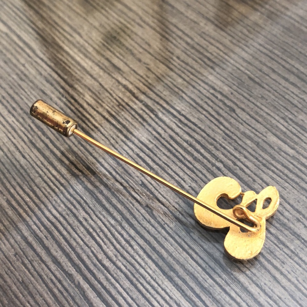 Vintage Script “E” Initial Stick Pin 1970’s - Gem